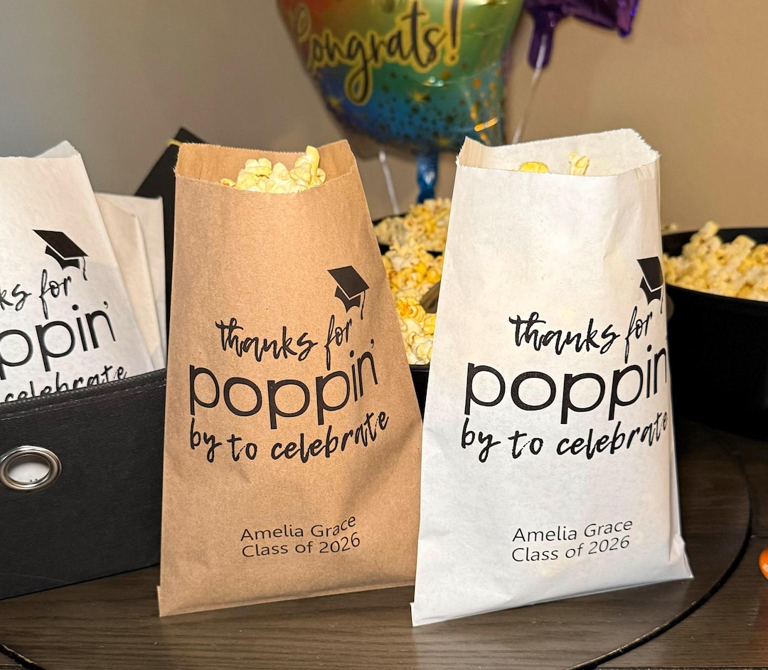 Thanks for Poppin’ Graduation Favor Bags | Class of 2026 Popcorn Bags ...