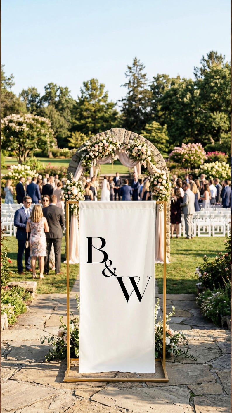 Wedding Welcome Sign With Stand | Personalized Vinyl Wedding Banner ...