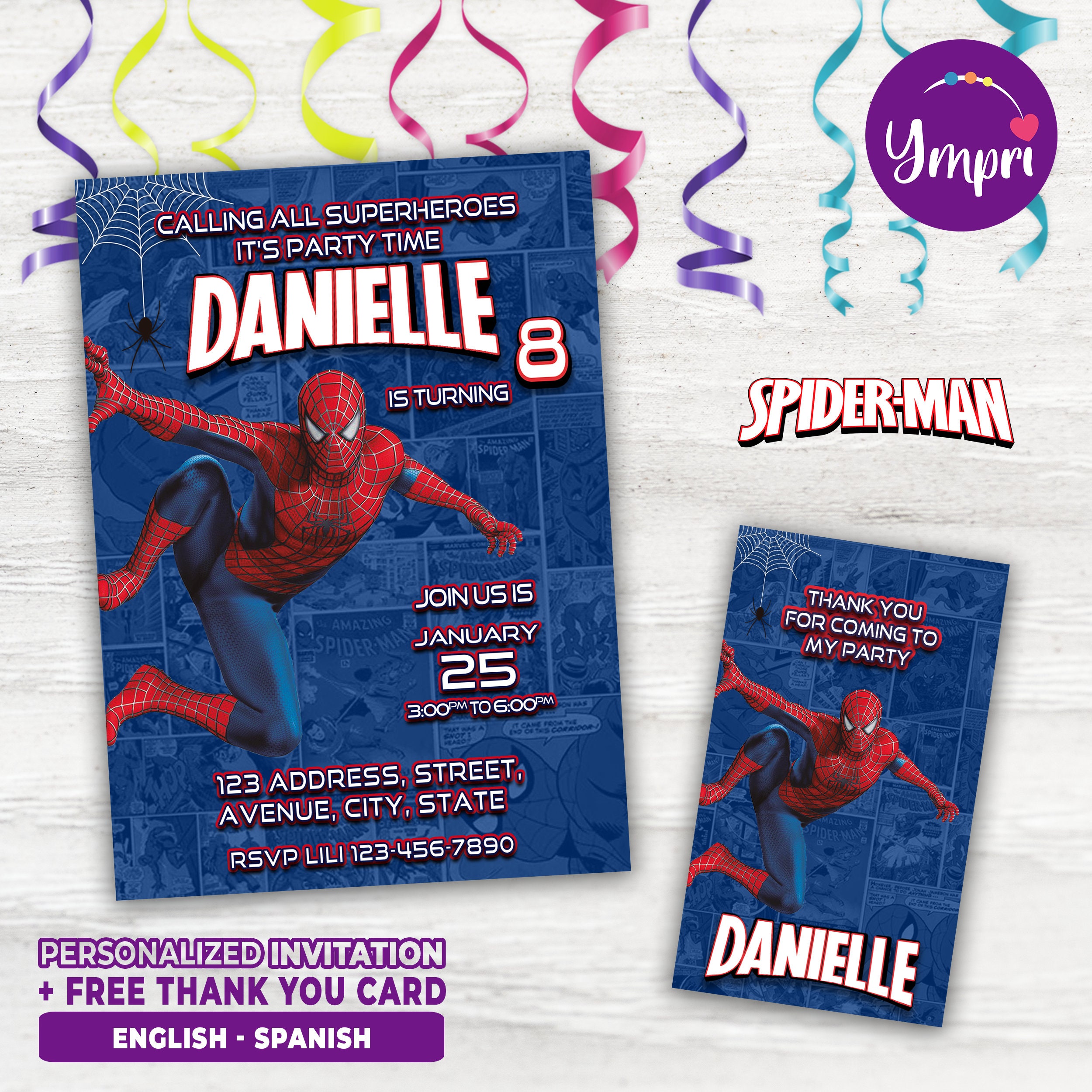 Personalized Spiderman Birthday Printable Invitation, Spiderman ...