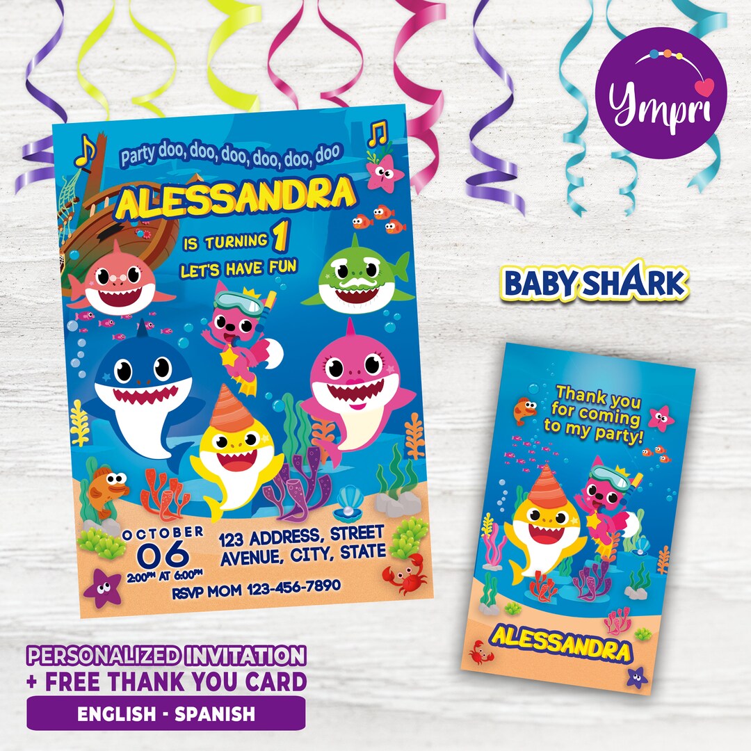 Personalized Printable Invitation for Baby Shark Birthday, Baby Shark ...