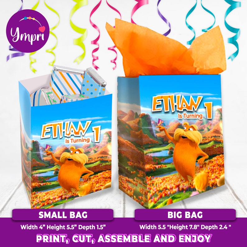 Custom Printable Bag for the Lorax Party, Two Sizes of Bags, Dr. Seuss ...