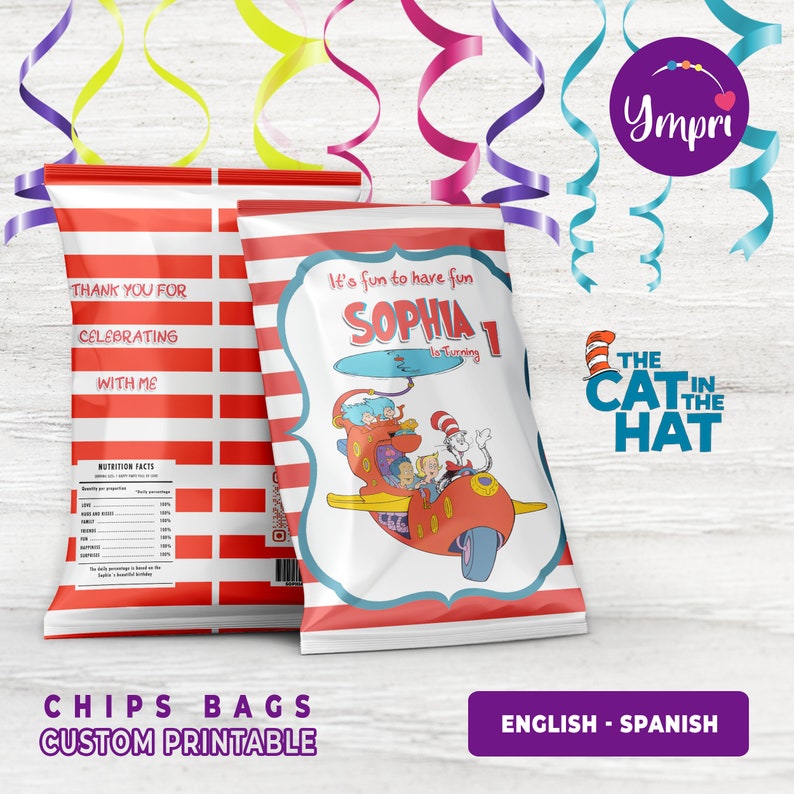 Custom Printable Chip Bag Labels from The Cat In The Hat. The Cat In ...