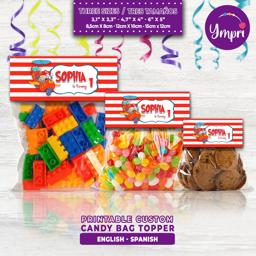 Custom Printable Labels for Candy Bags. 3 Sizes. Gift Bag Topper. Party ...
