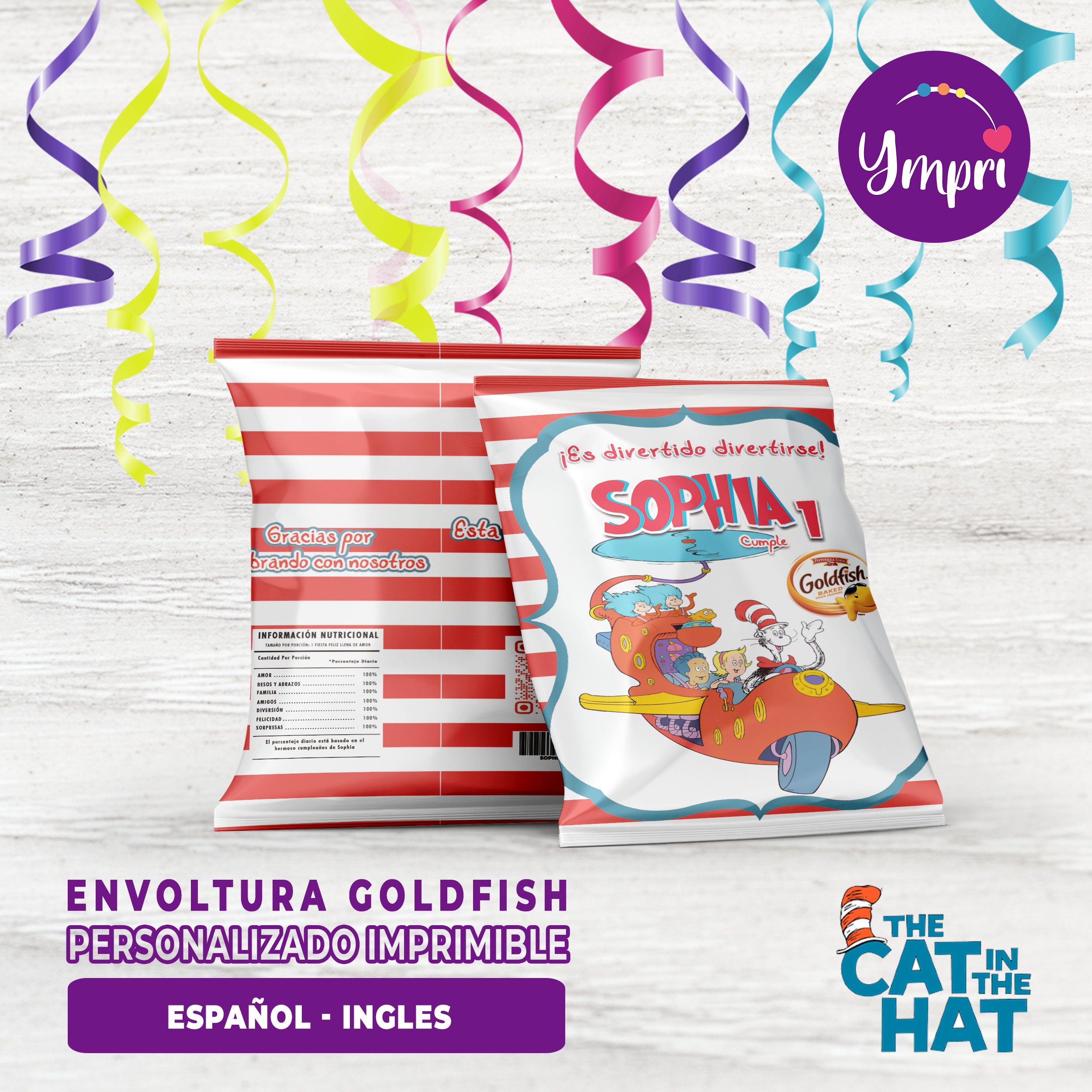 The Cat in the Hat Custom Printable Goldfish Wrapper fits 1 Oz ...