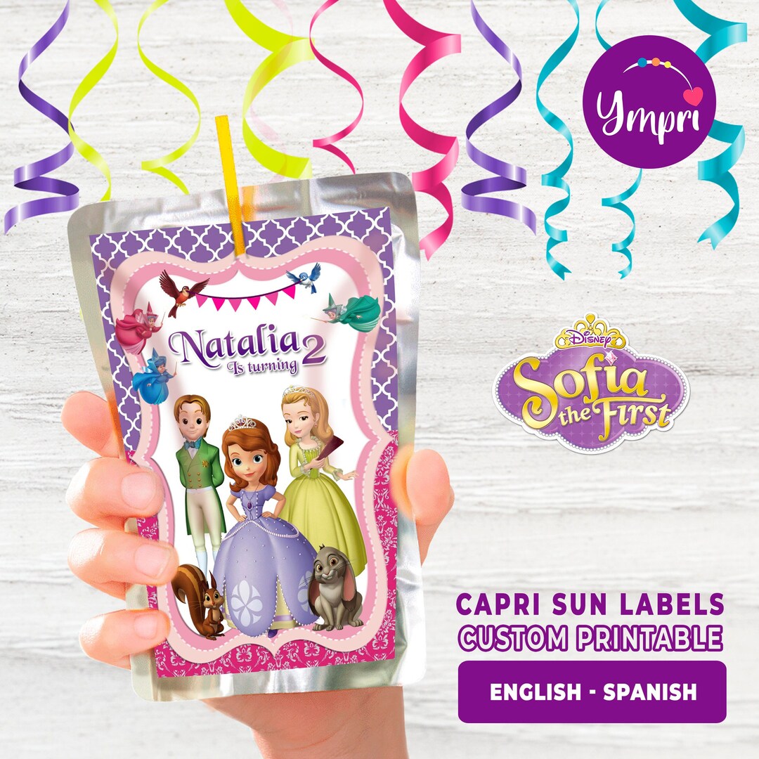 Sofia the First Personalized Printable Capri Sun Juice Labels. Sofia the First Party Decoration ...