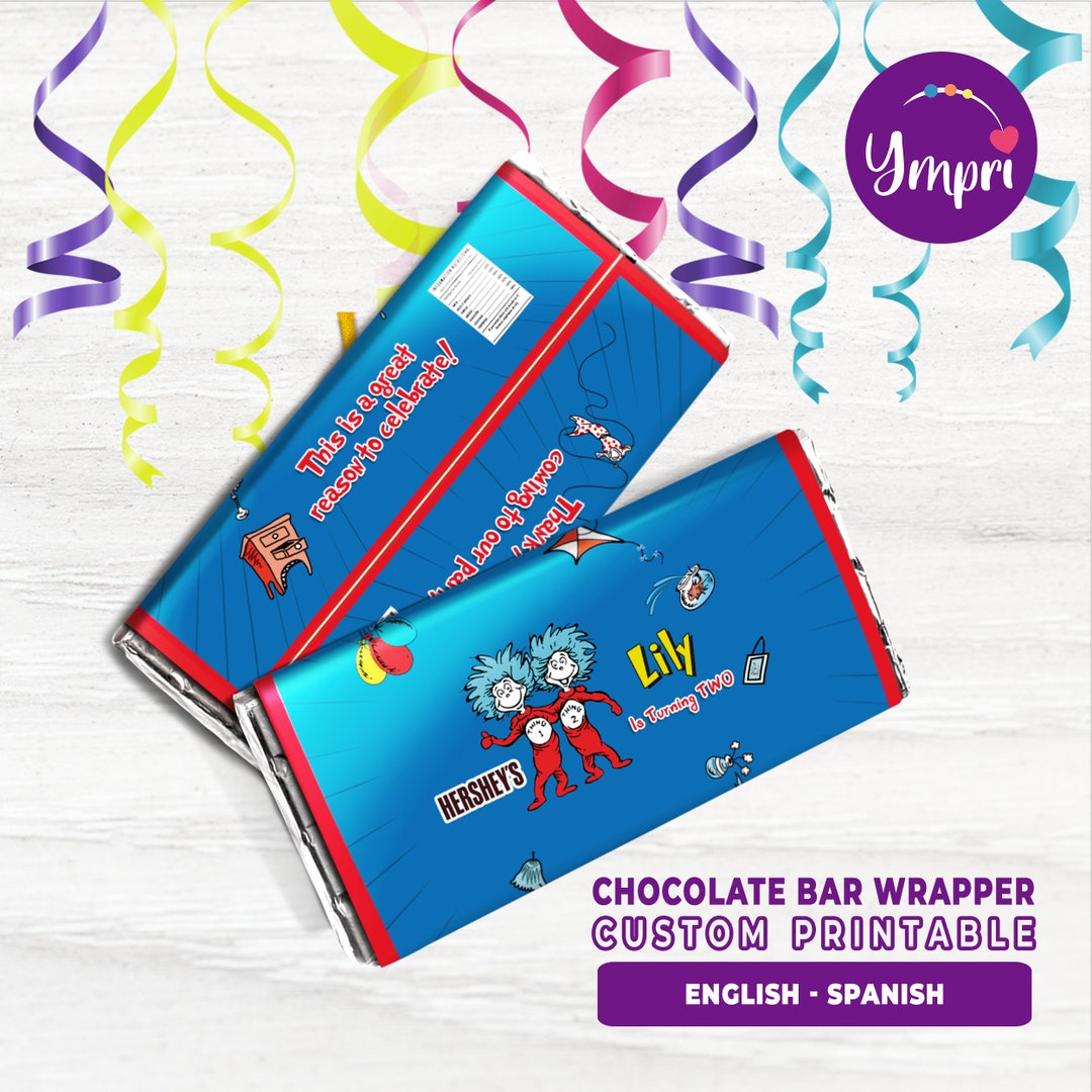Personalized Printable Chocolate Bar Wrapper Thing 1 and Thing 2. Thing ...