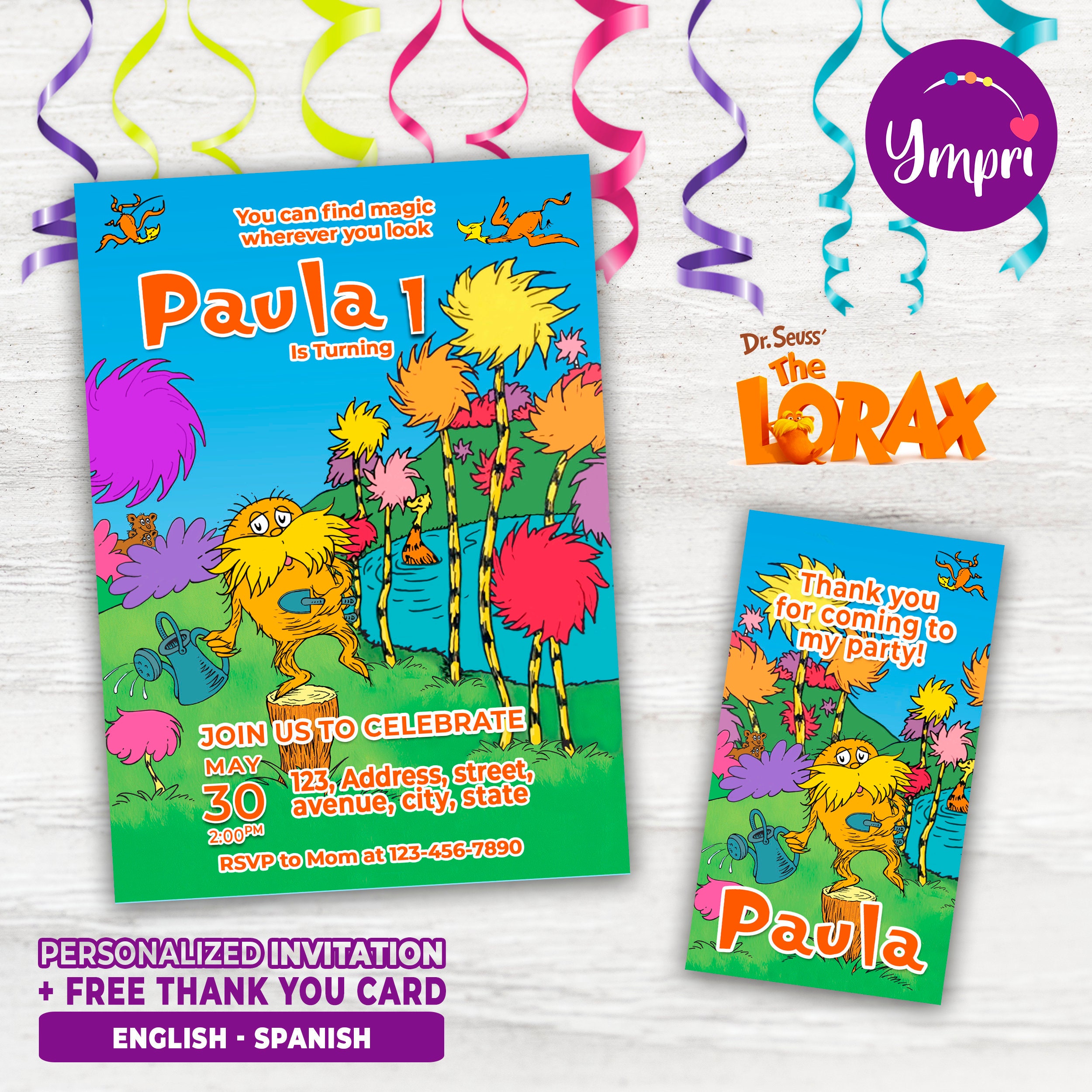Personalized Printable Invitation for Birthday the Lorax, Dr. Seuss ...
