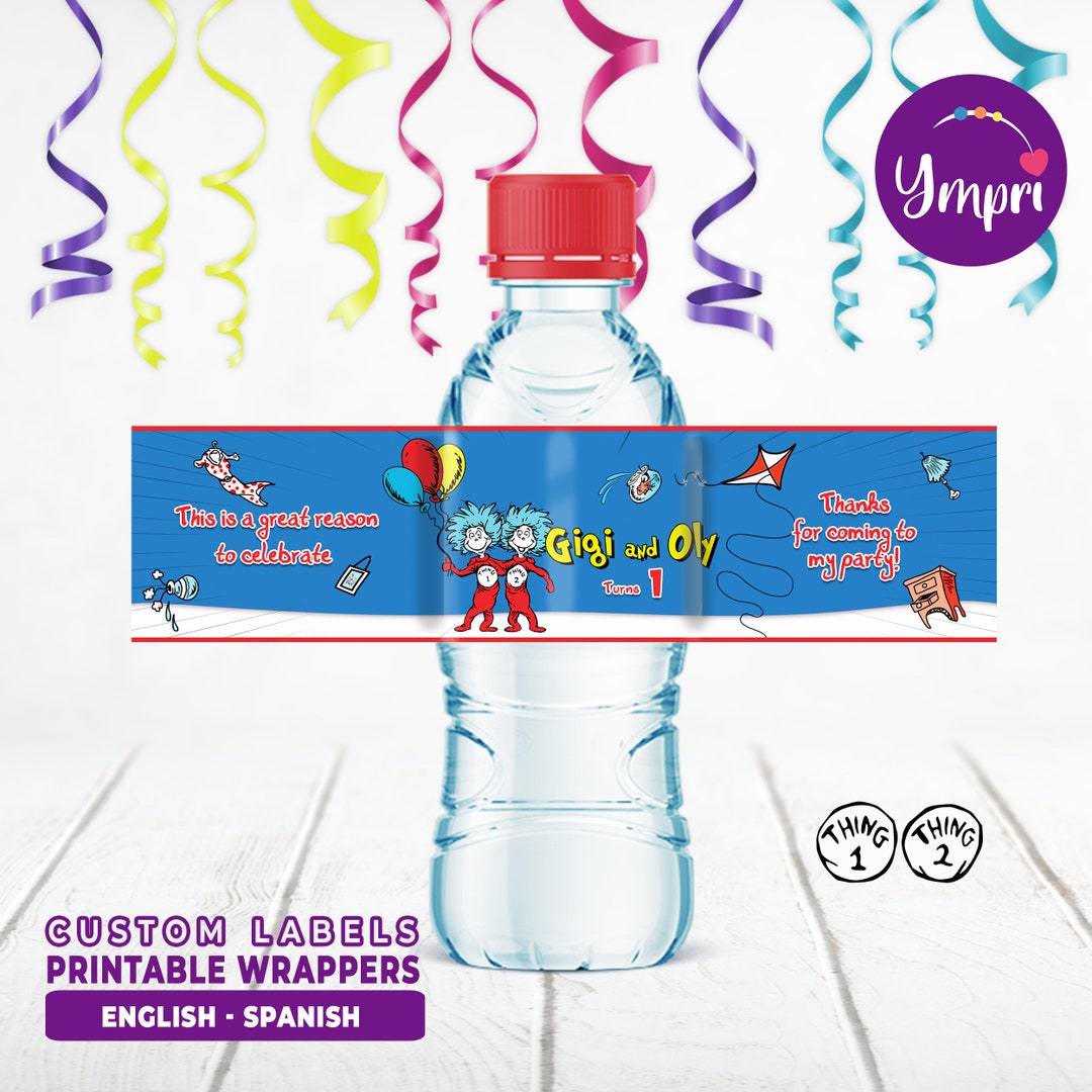 Thing 1 and Thing 2 Custom Printable Water Bottle Labels. Thing 1 and ...