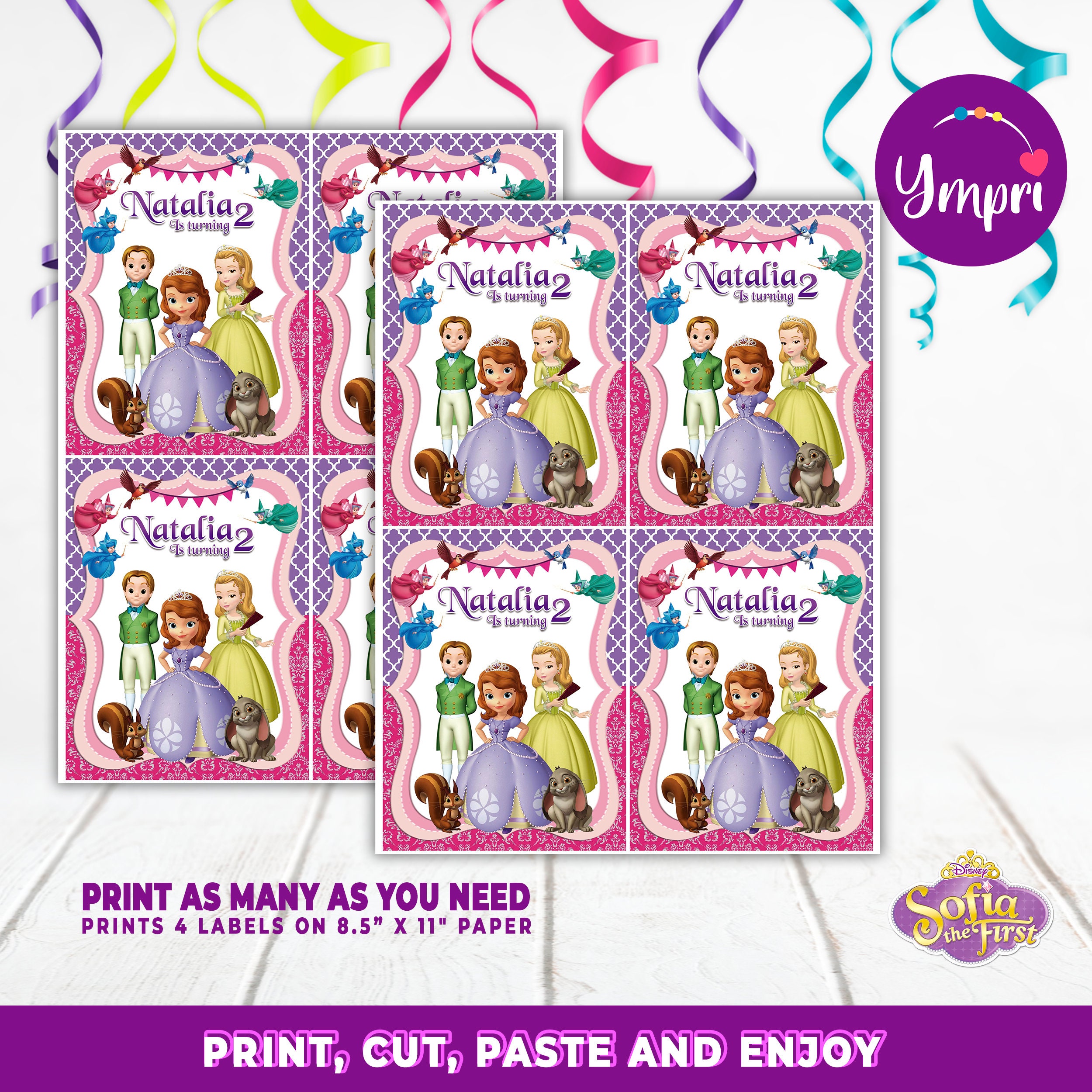 Sofia the First Personalized Printable Capri Sun Juice Labels. Sofia the First Party Decoration ...