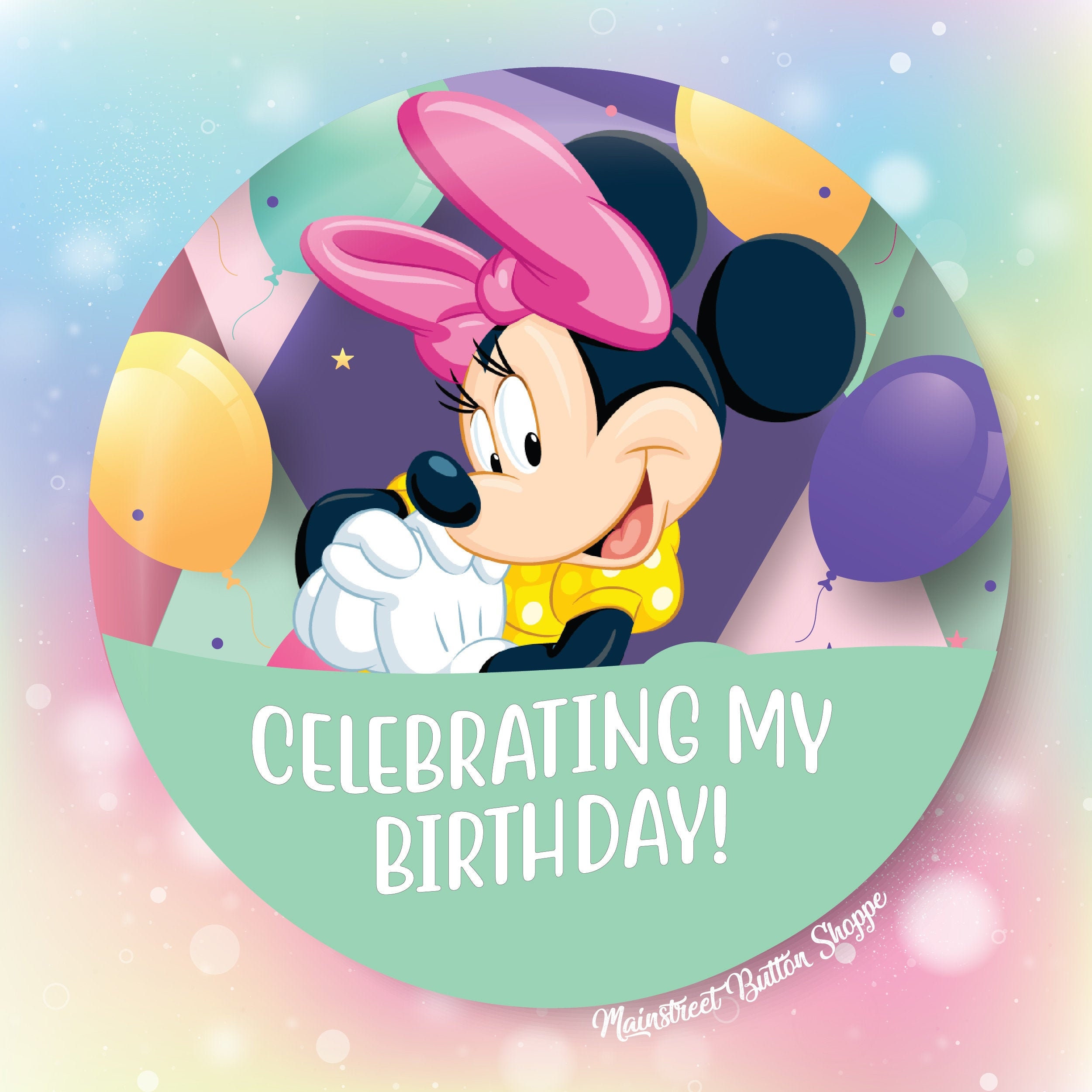 Minnie Happy Birthday Button Pin Badge Disney birthday badge | Etsy