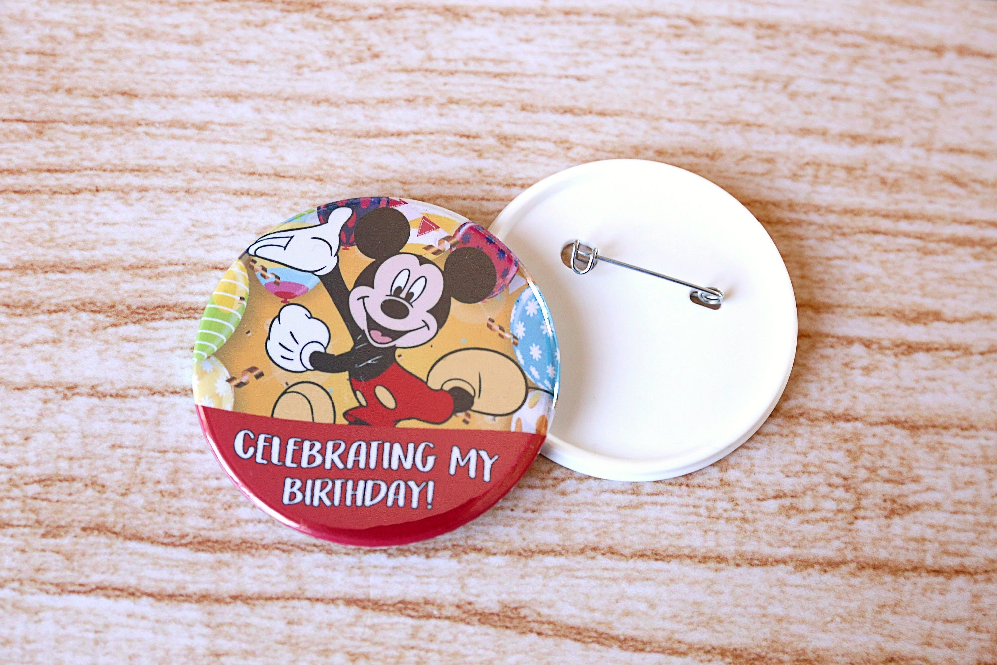 Disney Mickey Mouse Birthday Button Badge | Disney Birthday Pin Button
