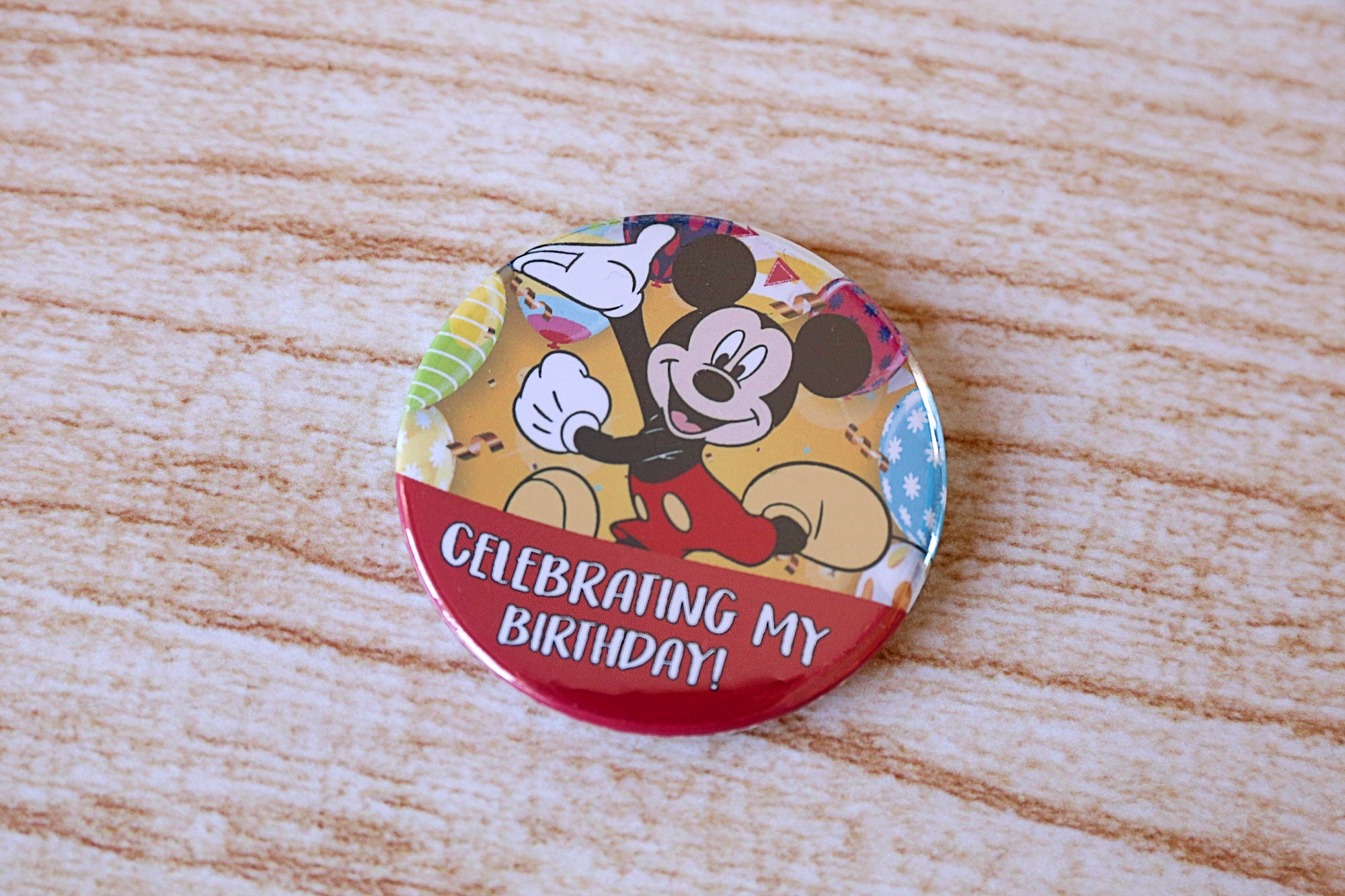 Disney Mickey Mouse Birthday Button Badge | Disney Birthday Pin Button