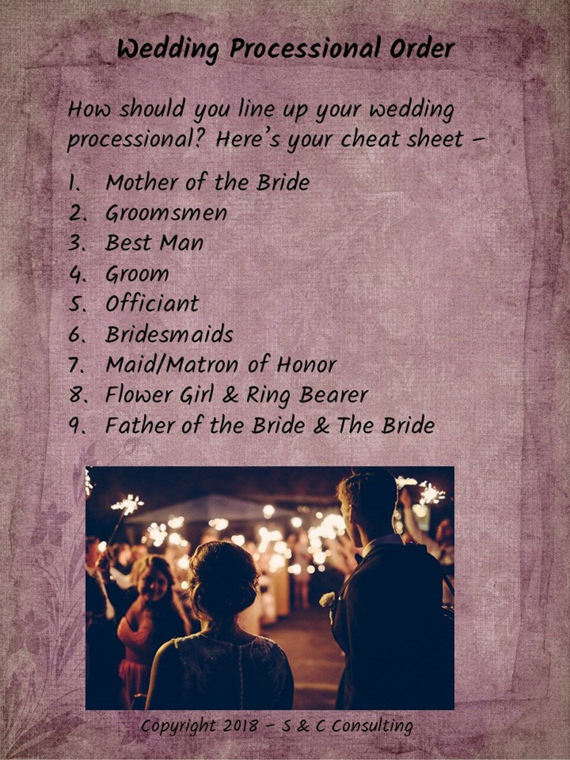 Wedding Planning Printables - Wedding Processional Order of the Wedding ...