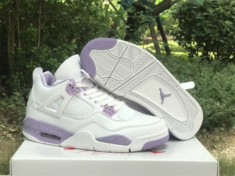 Jordan 4 White Purple Oreo Sneakers for Men, Sneakers for Women - Etsy