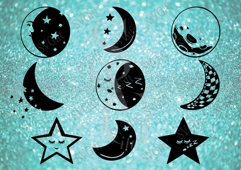 Ensemble Svg Moon Moon Svg Bundle lune Svg étoiles Svg - Etsy France