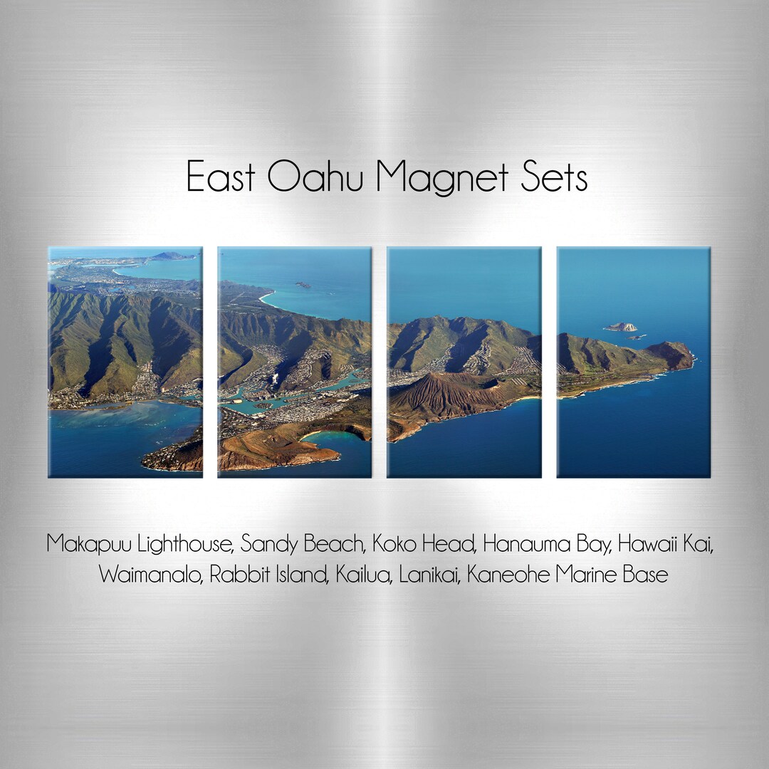 East Oahu Tetraptych Magnet Set - Panoramic Image of East Oahu in 4 ...