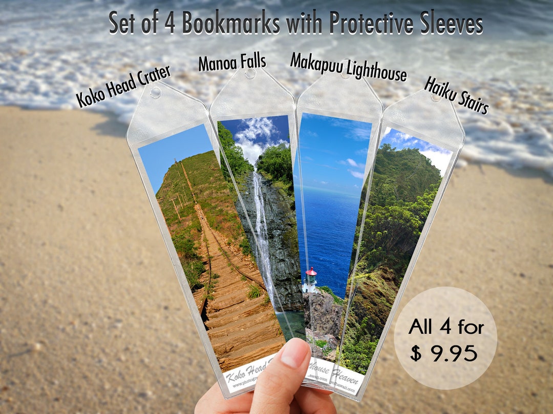 Oahu Hikes Set of 4 Bookmarks With Sleeves - Koko Head Crater, Manoa ...