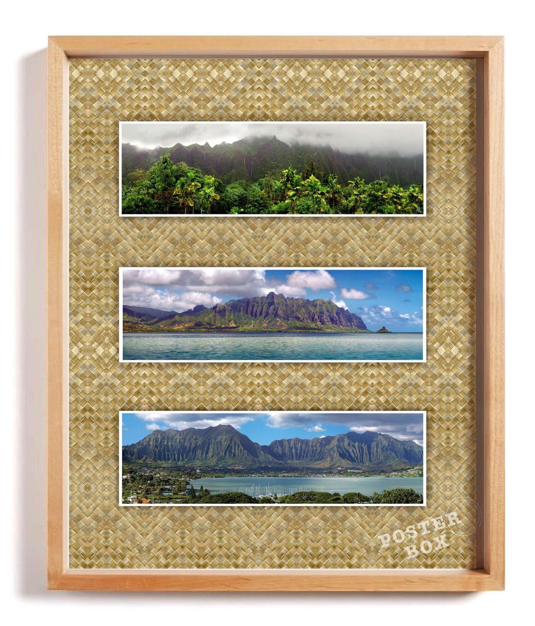 Koolau Mountains Hawaii Photo Collage 16x20 With Printed Lauhala Look ...