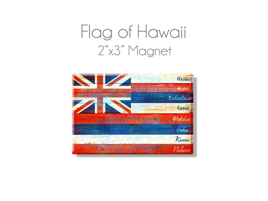 Flag of Hawaii Magnet - Map of Hawaiian Islands, Waikiki Beach, , Koko ...