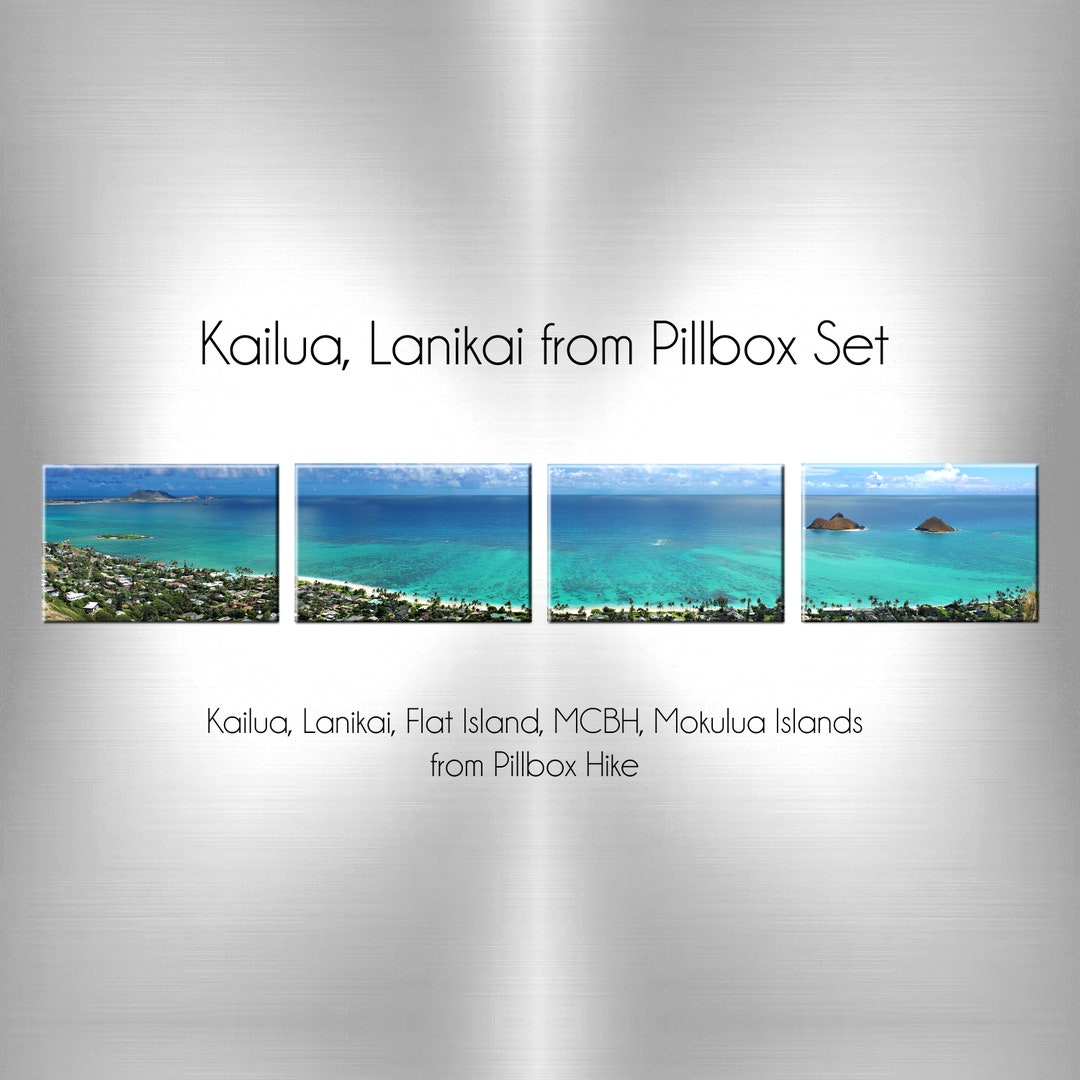 Kailua, Lanikai, MCBH From Pillbox Tetraptych Magnet Set - Panoramic ...