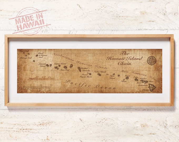 Map of Hawaiian Island Chain 40 X 12 Panoramic Poster - Etsy
