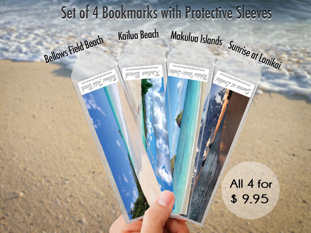 Windward Oahu Set of 4 Bookmarks With Sleeves - Bellows Field Beach ...