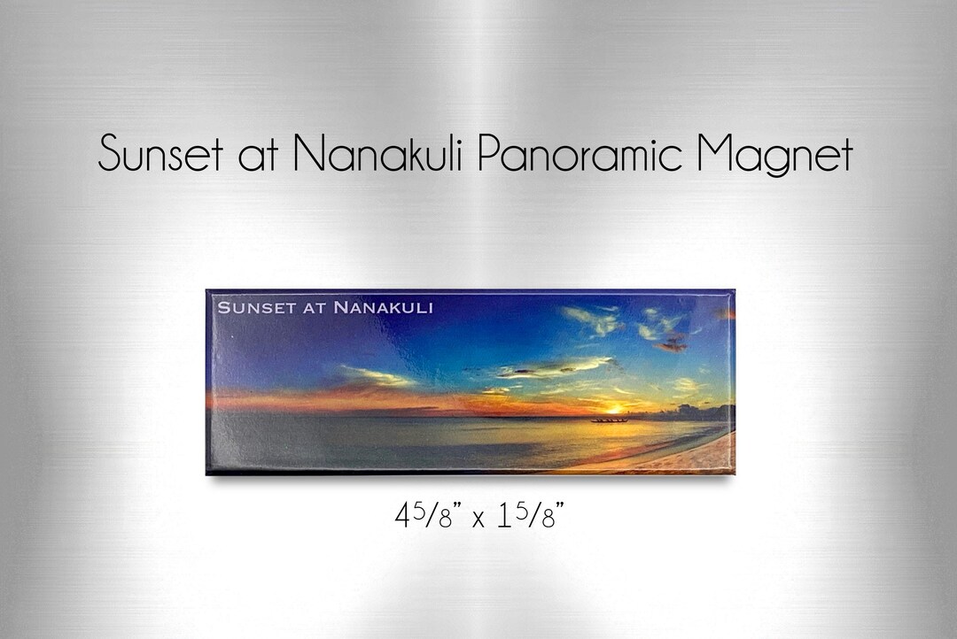 Sunset at Nanakuli Panoramic Magnet - Waimanalo, Waikiki, Diamond Head ...