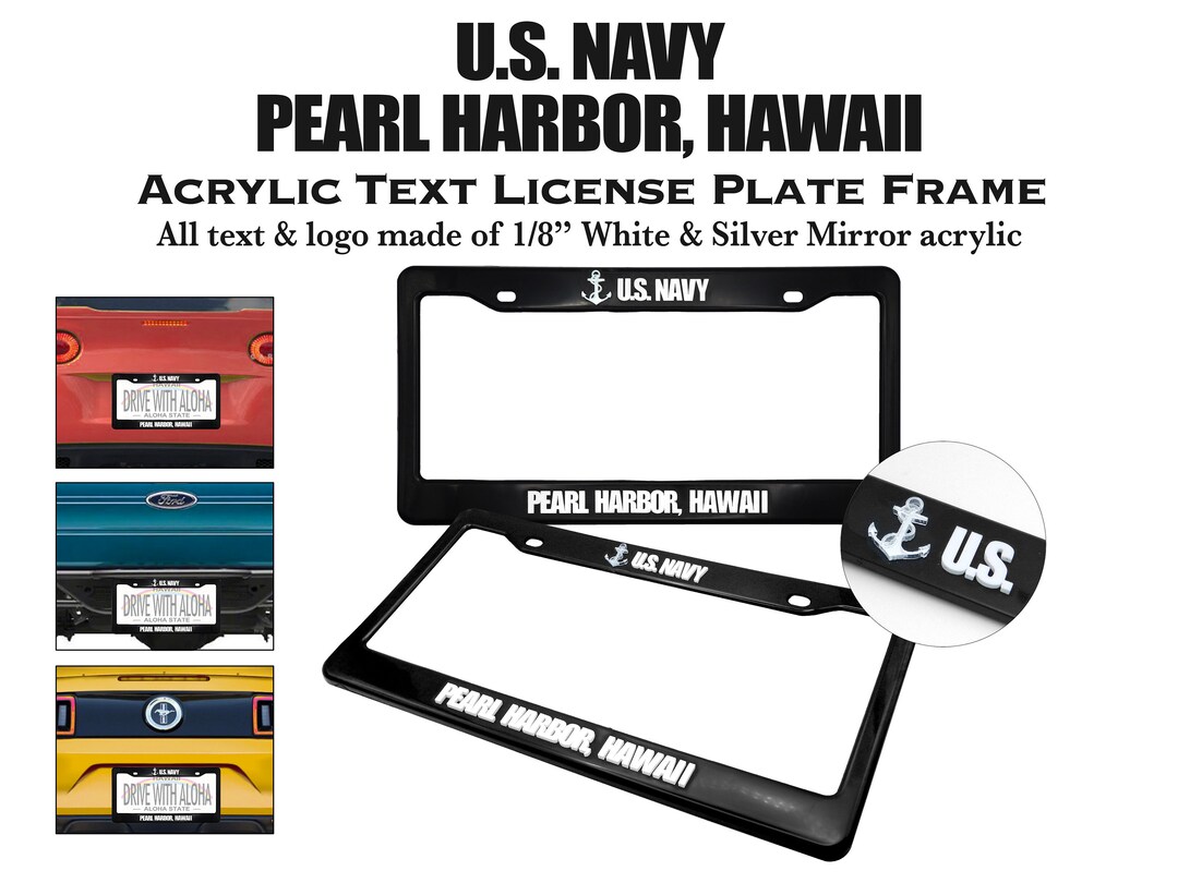 U.S NAVY Pearl Harbor, Hawaii License Frame Laser Cut Hawaii Military ...