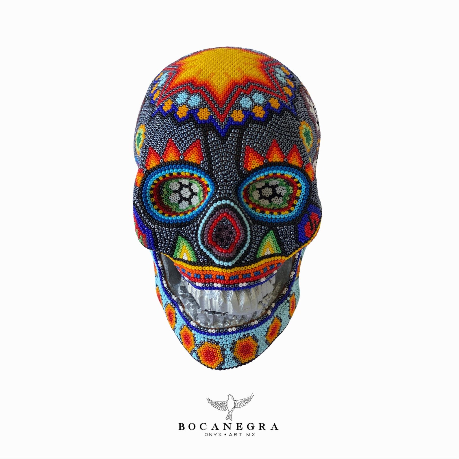 Fabulous Multicolor Skull Head Huichol Art Colorful - Etsy