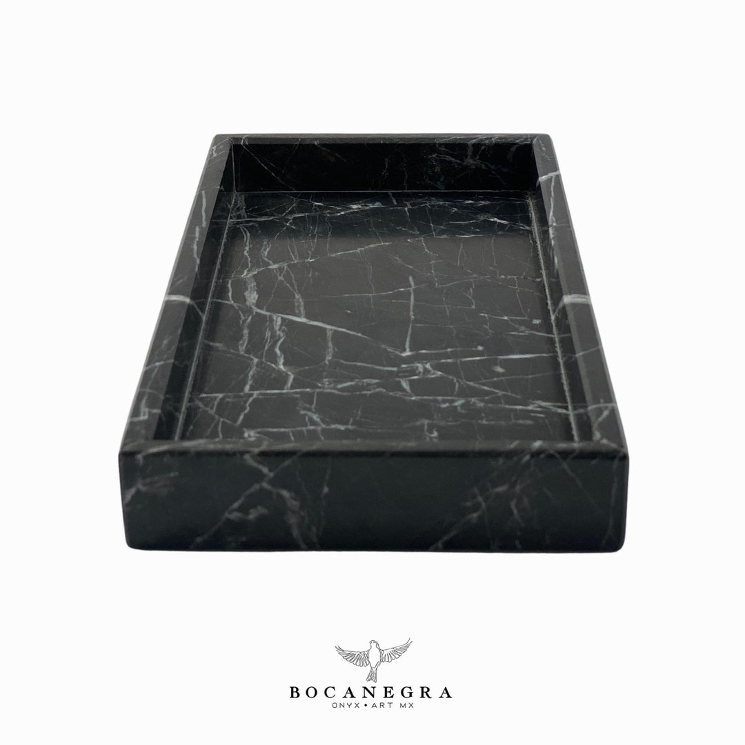 Black Marble Rectangle Tray Marble Stone Vanity Tray Makeup Jewelry ...
