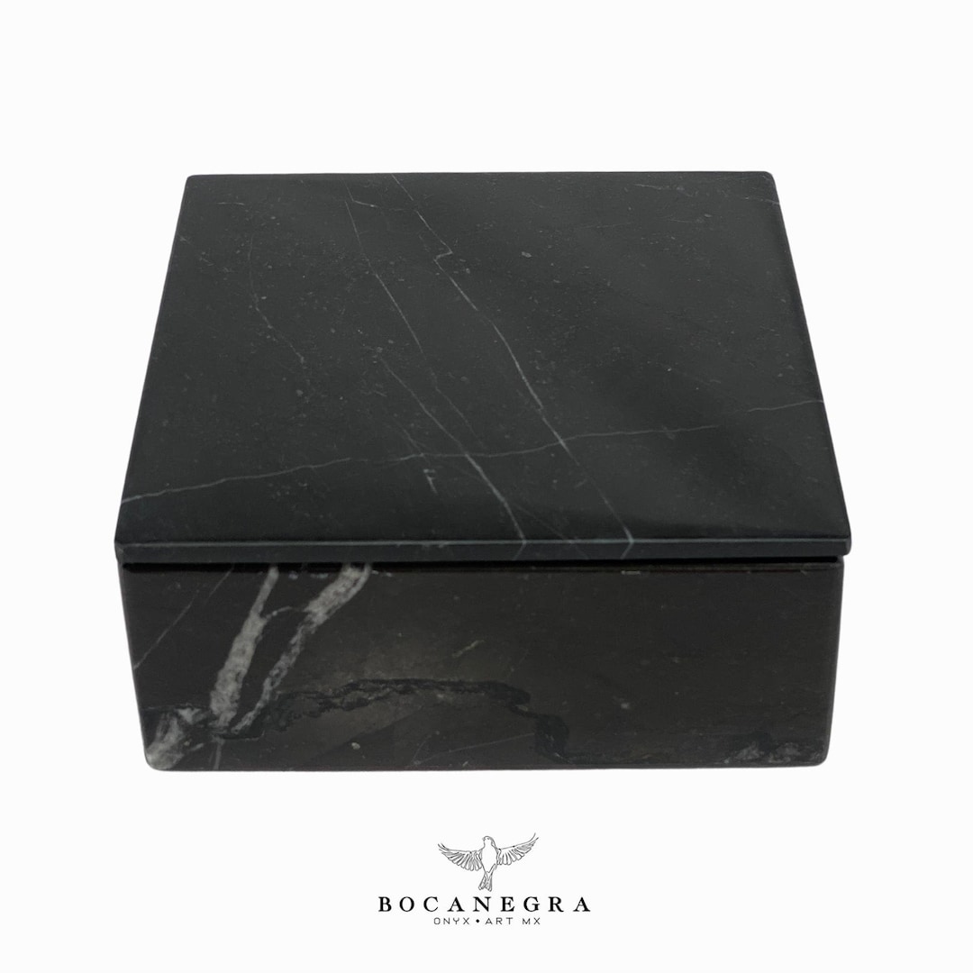 Black Marble Square Jewelry Box, Decorative Jeweler, Jewelry Organizer ...