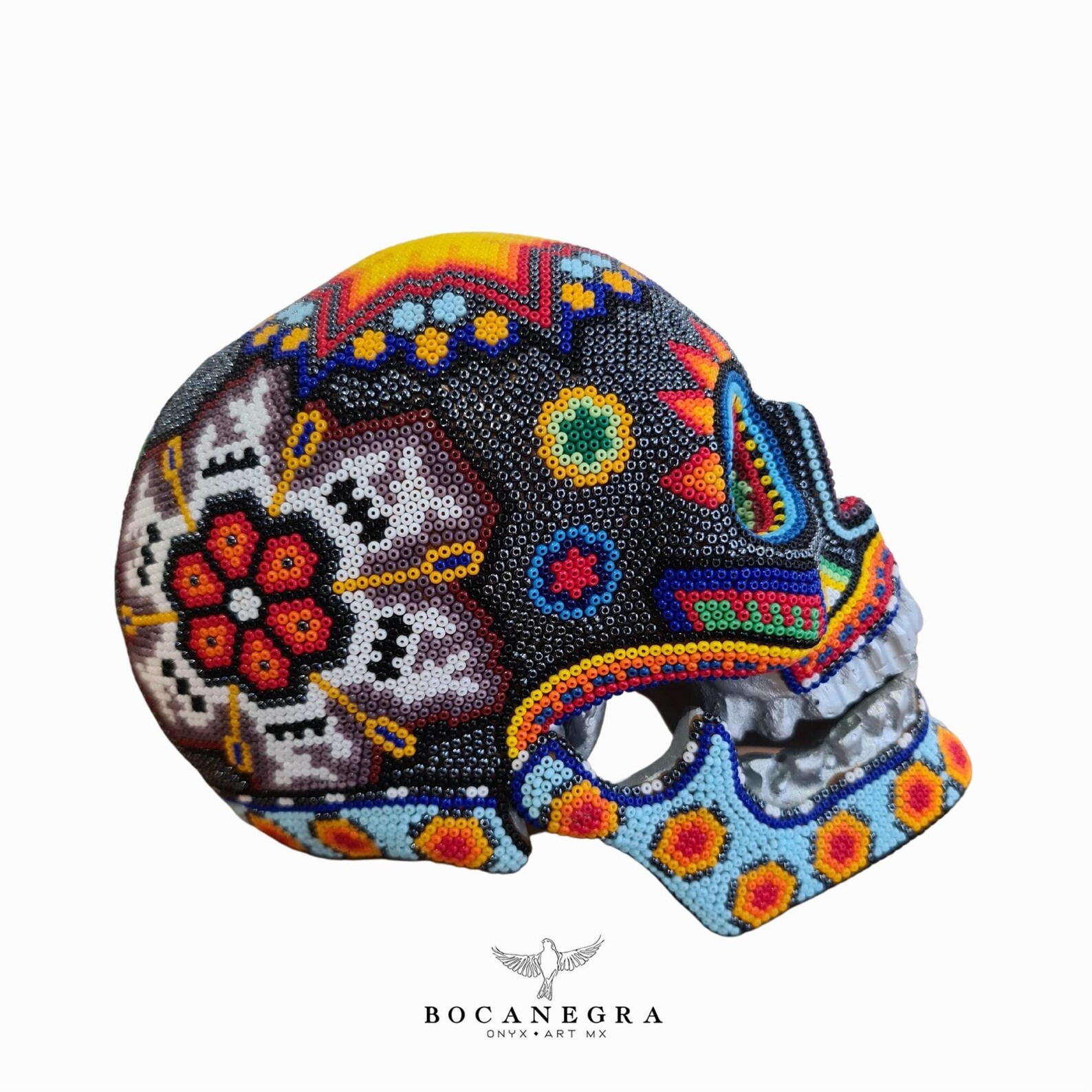 Fabulous Multicolor Skull Head Huichol Art Colorful - Etsy