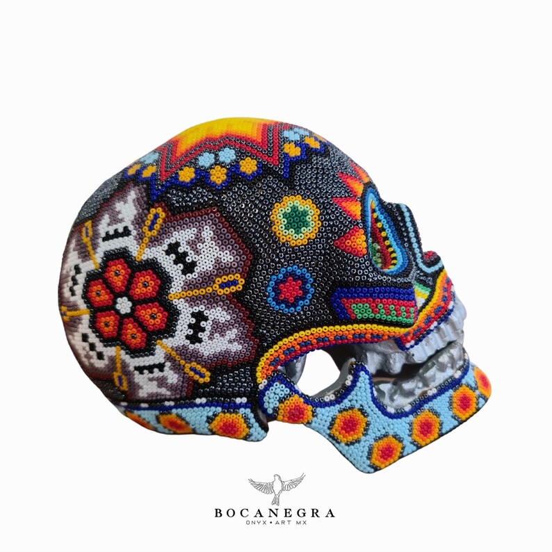 Fabulous Multicolor Skull Head Huichol Art Colorful - Etsy