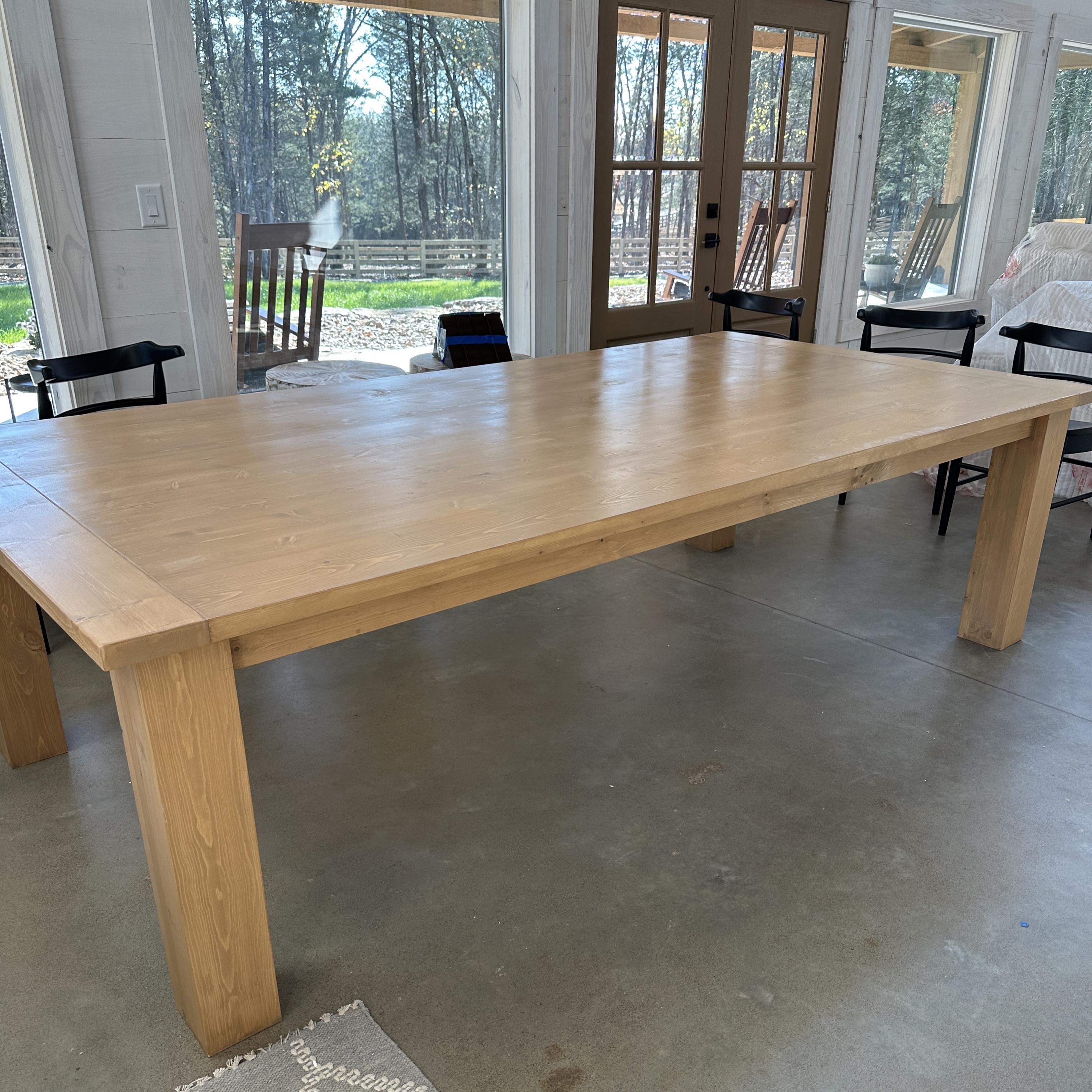 Solid Wood Modern Farmhouse Dining Table With Chunky Oversized Square ...