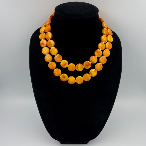 Orange Bead Necklace - Etsy
