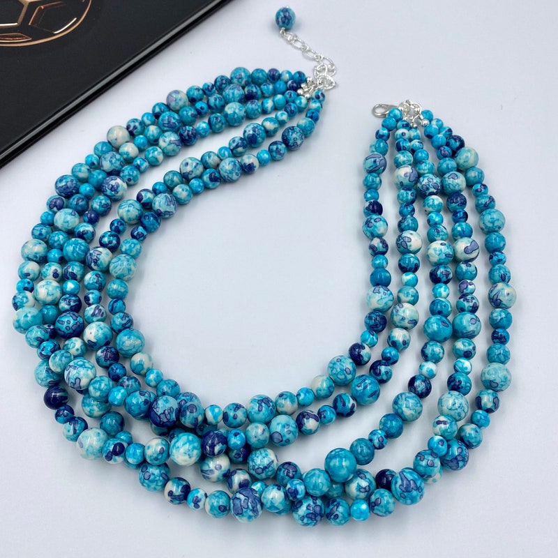 Blue Chunky Necklace - Etsy