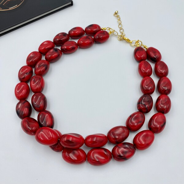 Red Necklace - Etsy