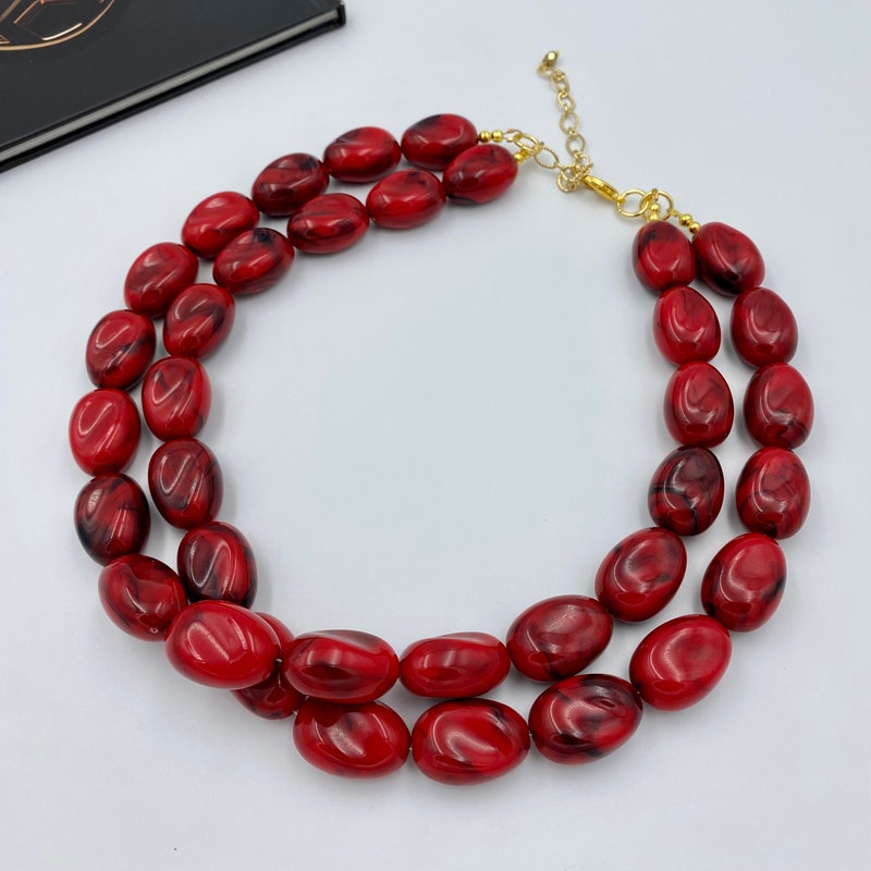 Red Statement Necklace - Etsy
