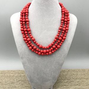 Red Turquoise Statement Necklace, Red Beaded Necklace, Turquoise ...
