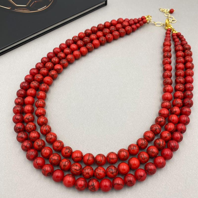 Red Statement Necklace - Etsy
