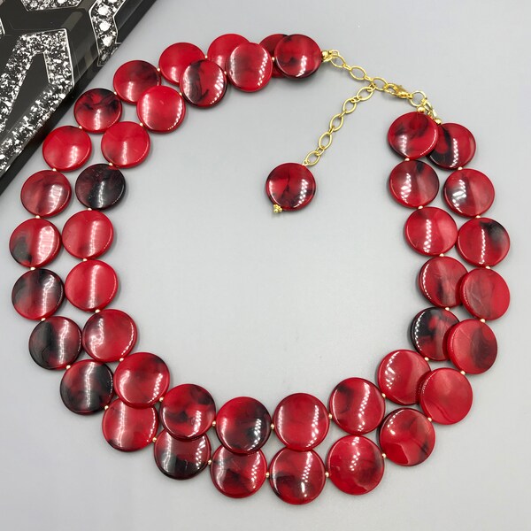 Red Bead Necklace - Etsy