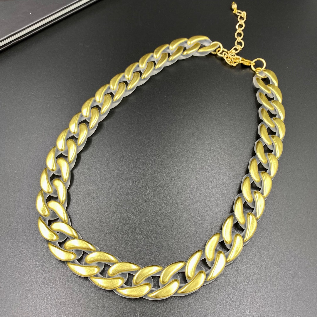 Gold Single Strand Chain Statement, Bold Chunky Chain Link Beaded ...