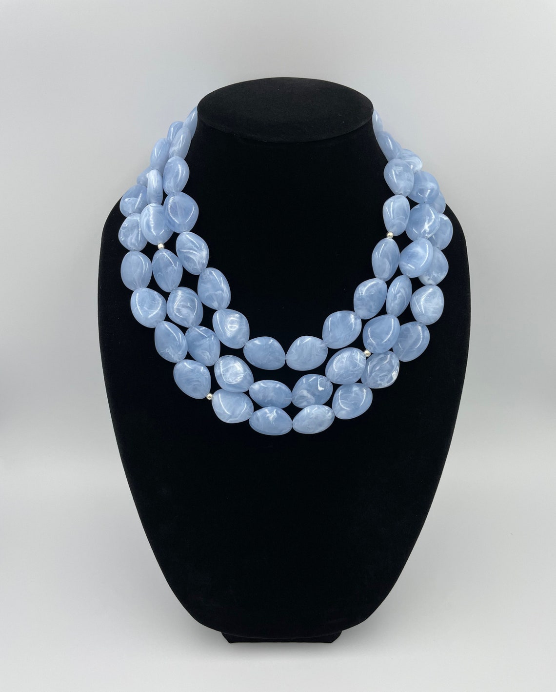 Sky Blue Statement Necklace Blue Chunky Necklace Blue Beaded | Etsy