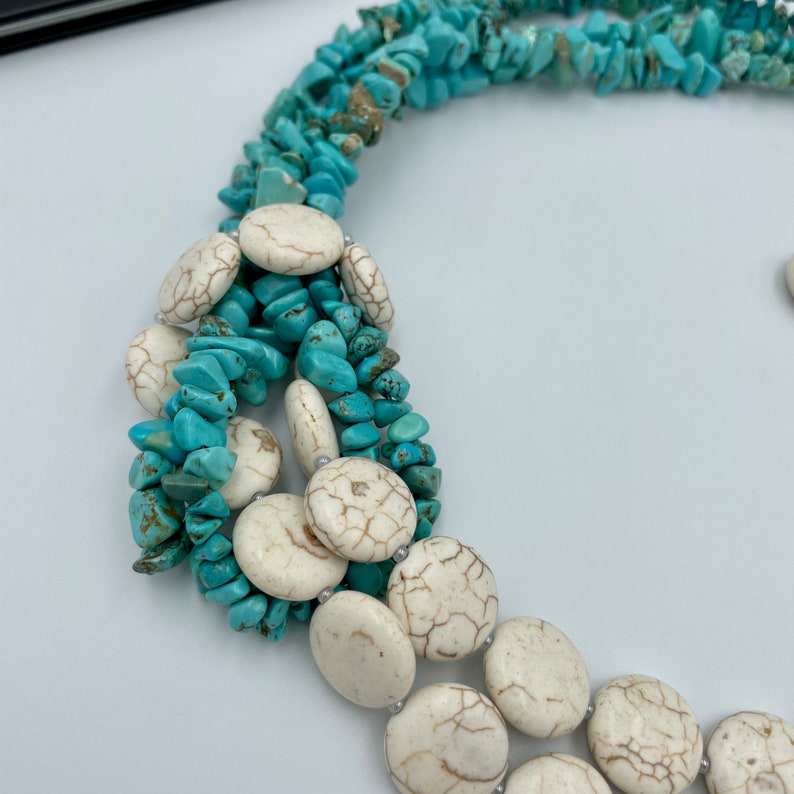 White Howlite and Blue Turquoise Necklace Turquoise Layered - Etsy