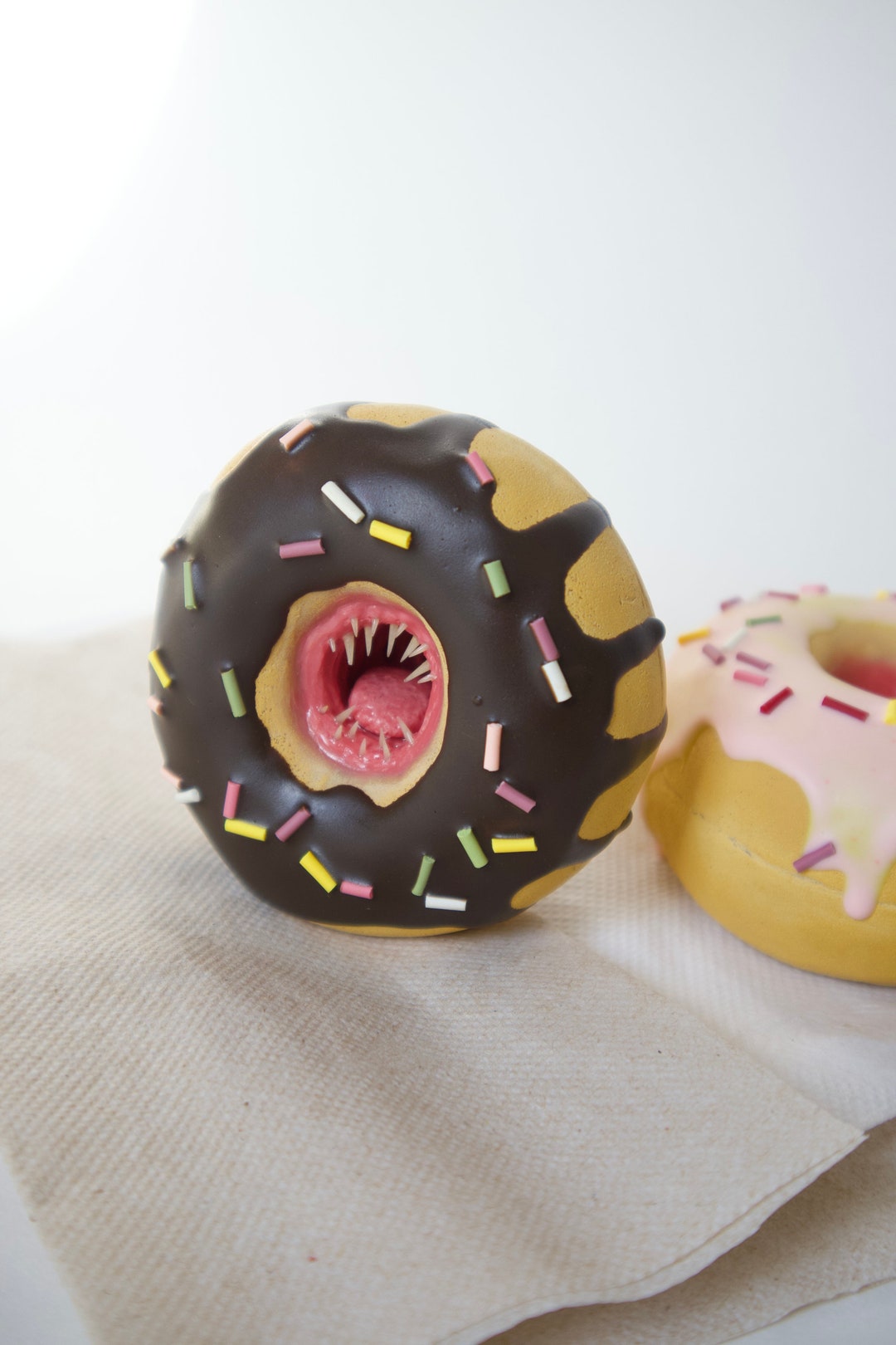 Chocolate Donut Polymer Clay Creature Sculpture - Etsy