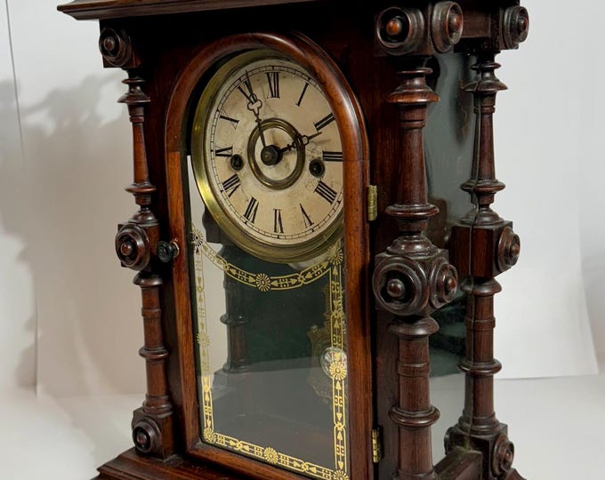 19th Century Antique American Welch Spring & Co 8 Day Gerster Carved ...