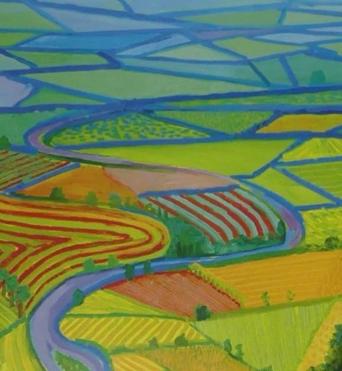 1980s Vintage David Hockney 'garrowby Hill' Landscape Lithograph Print ...