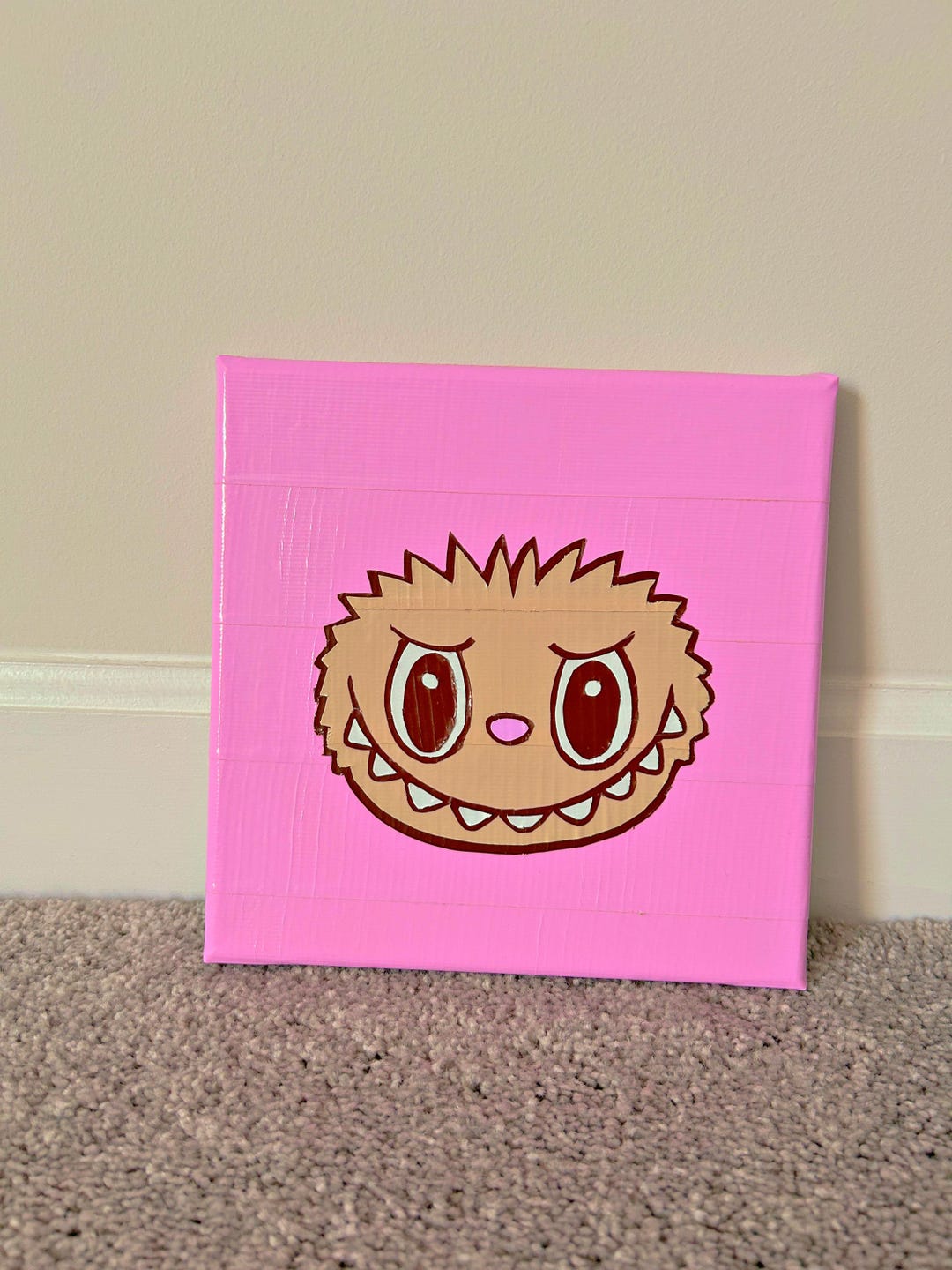 Labubu Duct Tape Painting 8x8 Inch - Etsy