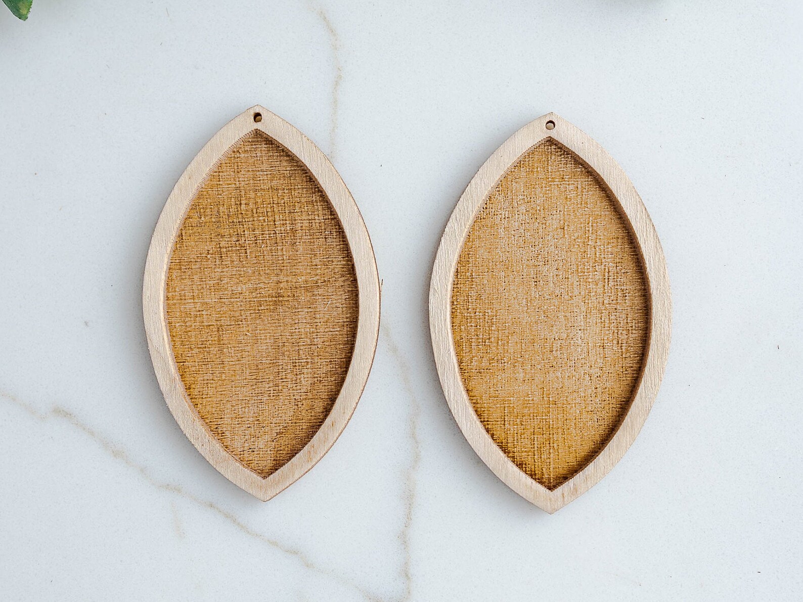 Wood Bezel for Cork or Leather in Bulk Petal Dangle Drop - Etsy