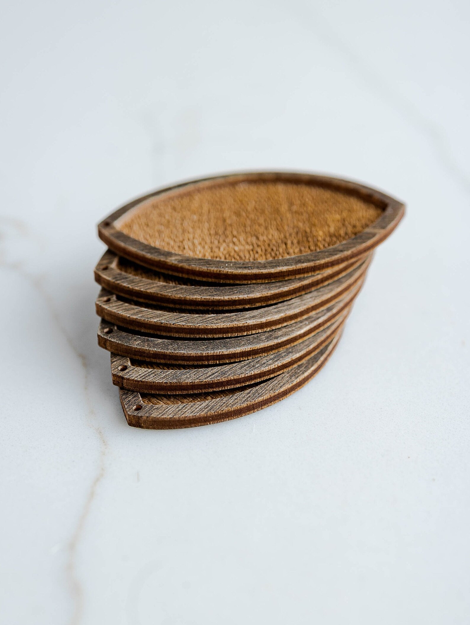 Wood Bezel for Cork or Leather in Bulk Petal Dangle Drop - Etsy